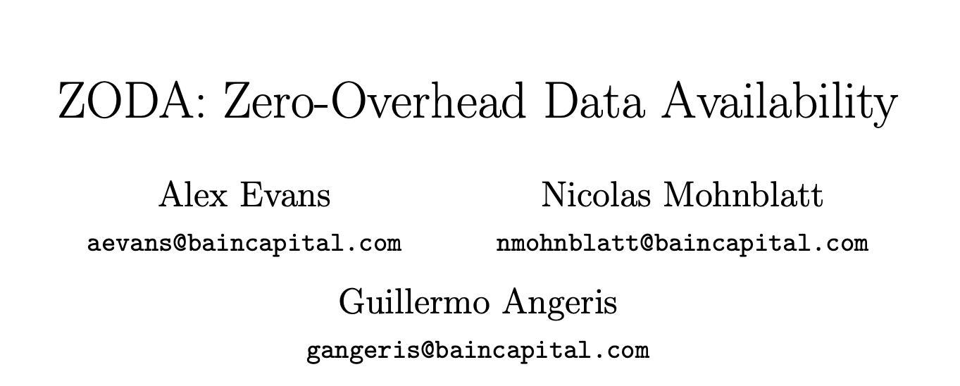 ZODA: Zero-Overhead Data Availability - Bain Capital Crypto